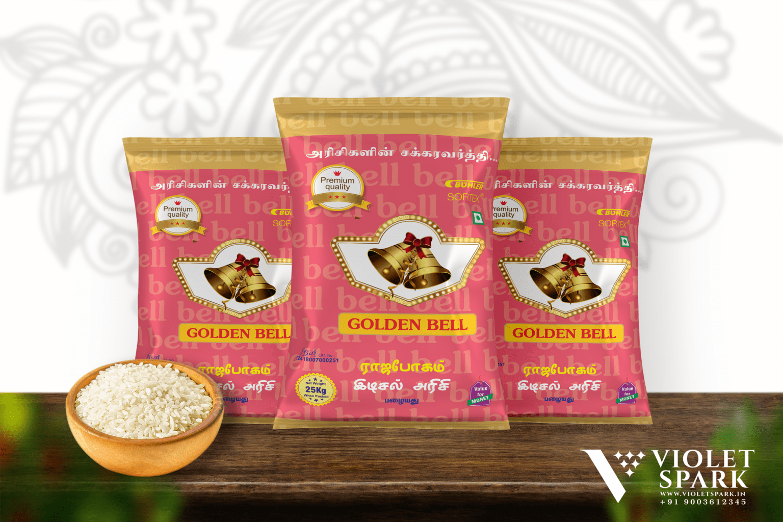 Golden Bell Rice Bag Design – Creative Prints is an Best Graphic ...